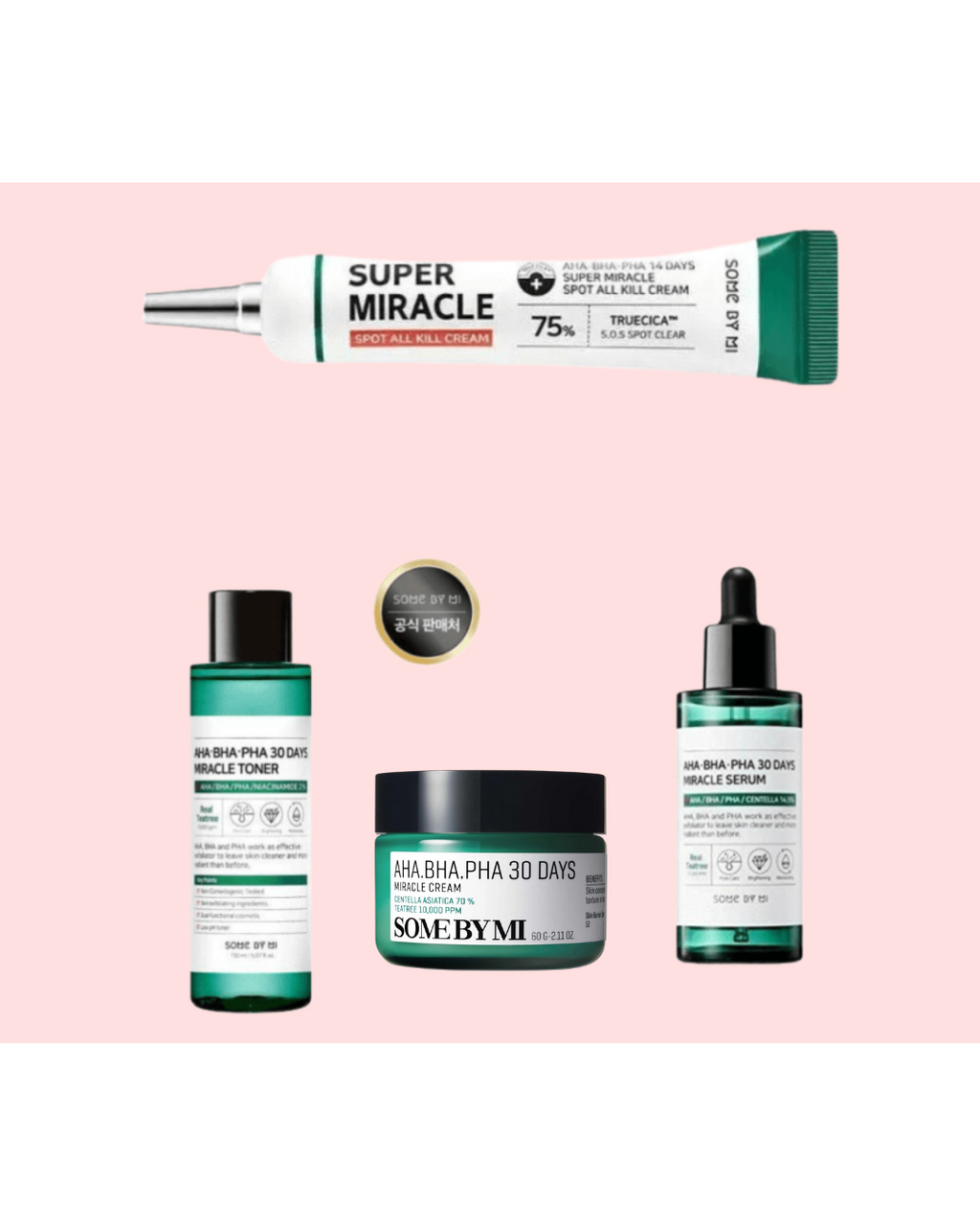 SOME BY MI - ACNE SET - Toner + Serum + Cream + Miracle Cream - SUPER ...